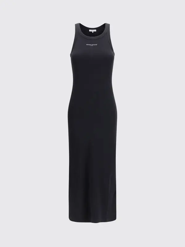 Maison Kitsuné Sleeveless Ribbed Midi Dress - Black