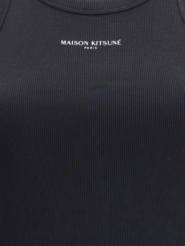 Maison Kitsuné Sleeveless Ribbed Midi Dress - Black