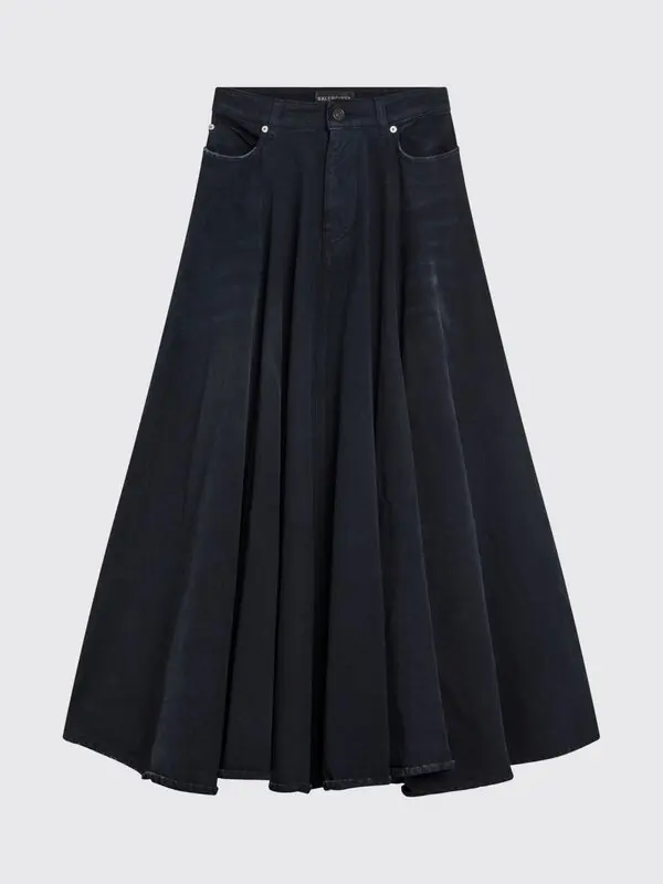 Balenciaga A-line Denim Midi Skirt - Navy