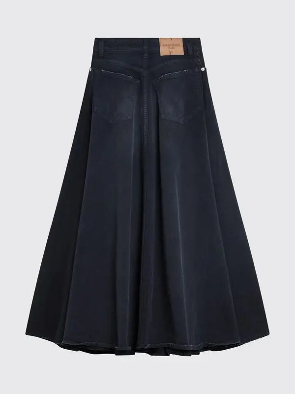 Balenciaga A-line Denim Midi Skirt - Navy