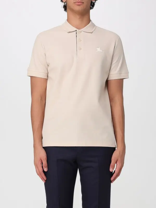 Burberry Cotton Polo Shirt With Three-button Placket And Embroidered Ekd Logo
