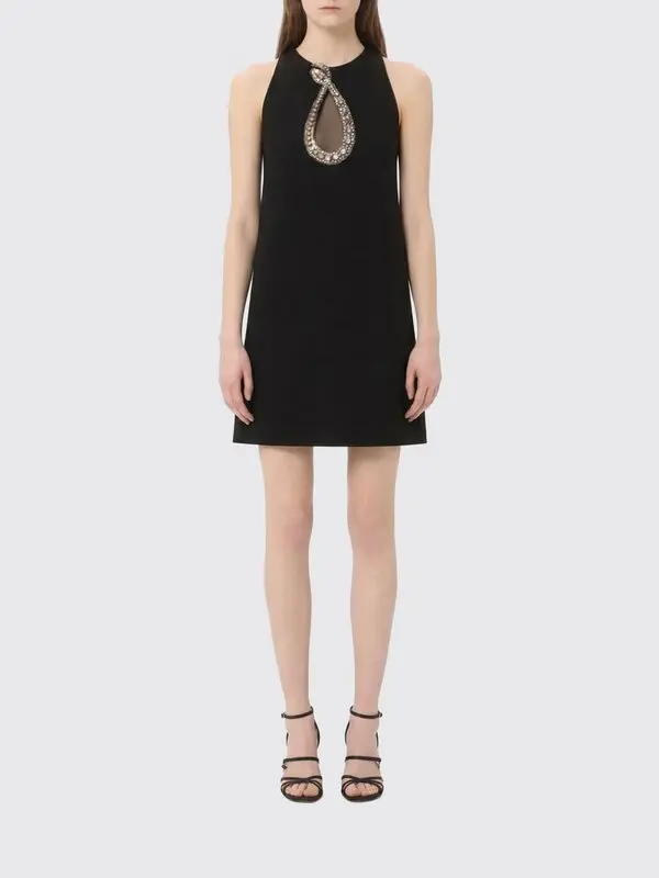 Valentino Garavani Wool And Silk Mini Dress With Rhinestone Embellishments