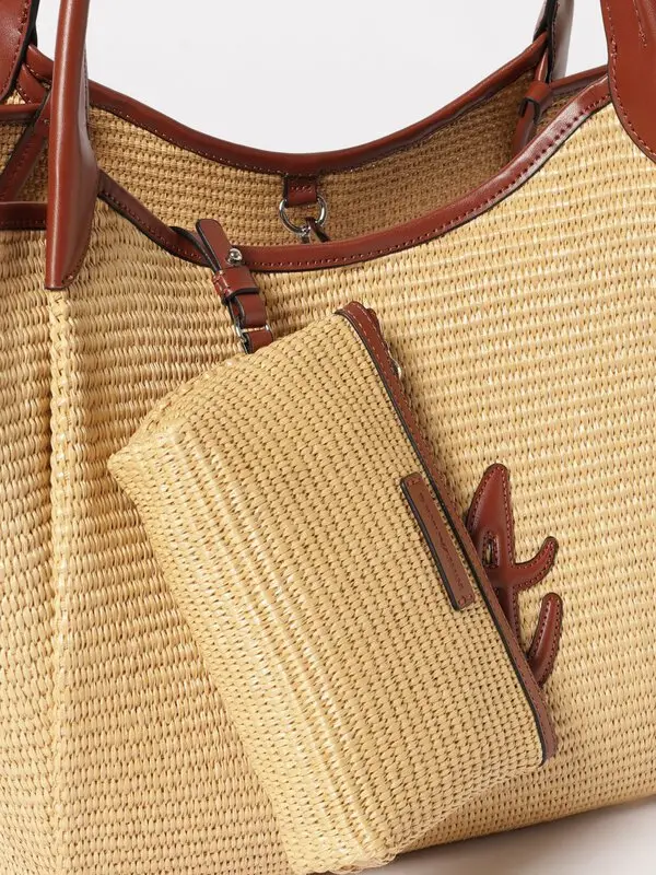 Emporio Armani Woven Tote Bag With Leather Trim - Brown