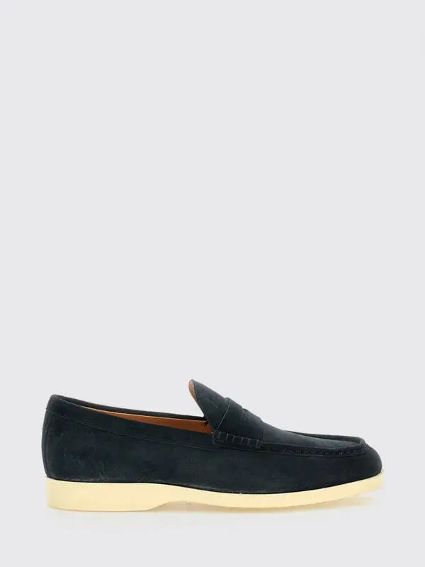 TOD'S Suede Loafers With Front Strap And Embossed Logo - Blue