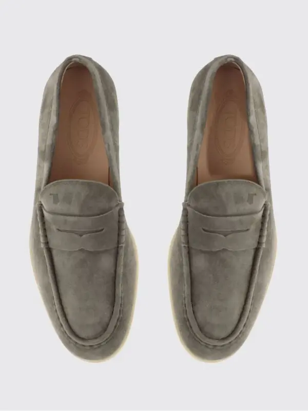TOD'S Suede Loafers With Front Strap And Embossed Logo - Green