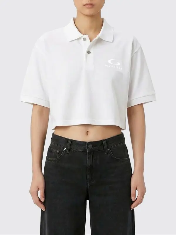 Balenciaga Cropped Polo Shirt - White