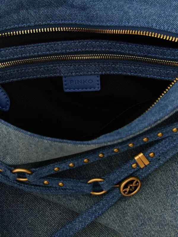 Pinko Denim Belt Bag Shoulder Bag - Gold
