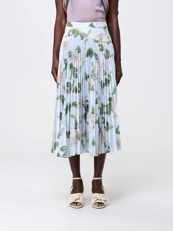 Antonio Marras Pleated Floral Midi Skirt - Gnawed Blue