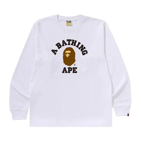 A BATHING APE College Long-sleeve Tee - White