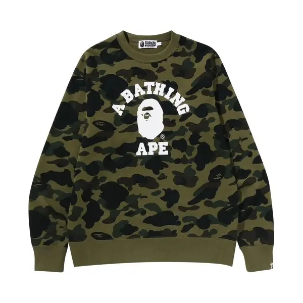 A BATHING APE 1st Camo College Crewneck Sweatshirt
