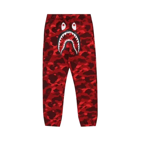 A BATHING APE Color Camo Shark Sweat Pants - Red