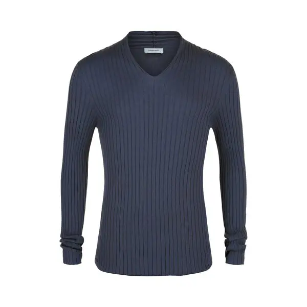 FERRAGAMO Ribbed Knit Long-sleeve Top - Grey