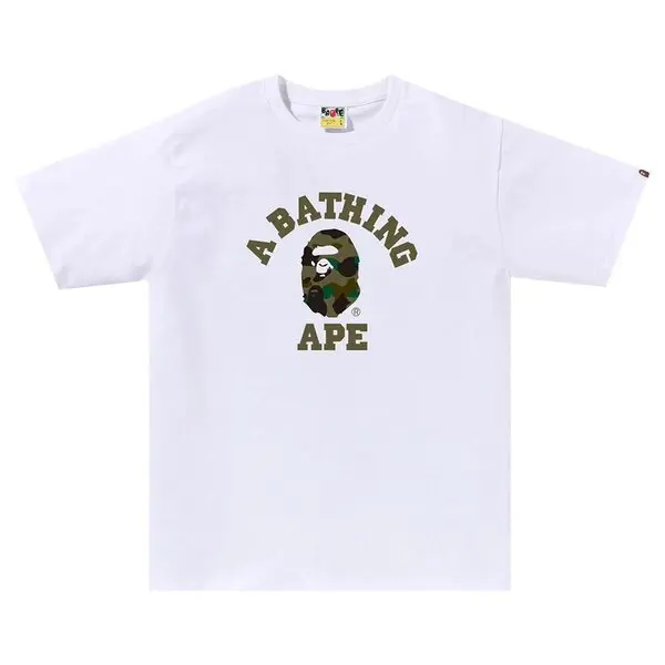 A BATHING APE 1st Camo College Tee - White