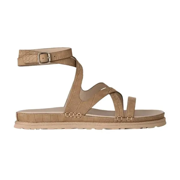 UGG Embossed Ankle Wrap Sandals - Tan