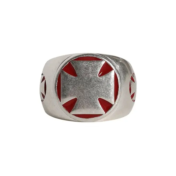 Vetements Biker Cross Signet Ring - Silver