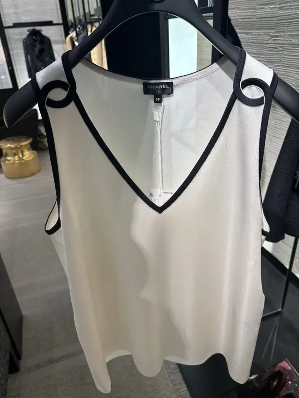 Chanel Silk Cc Top - White