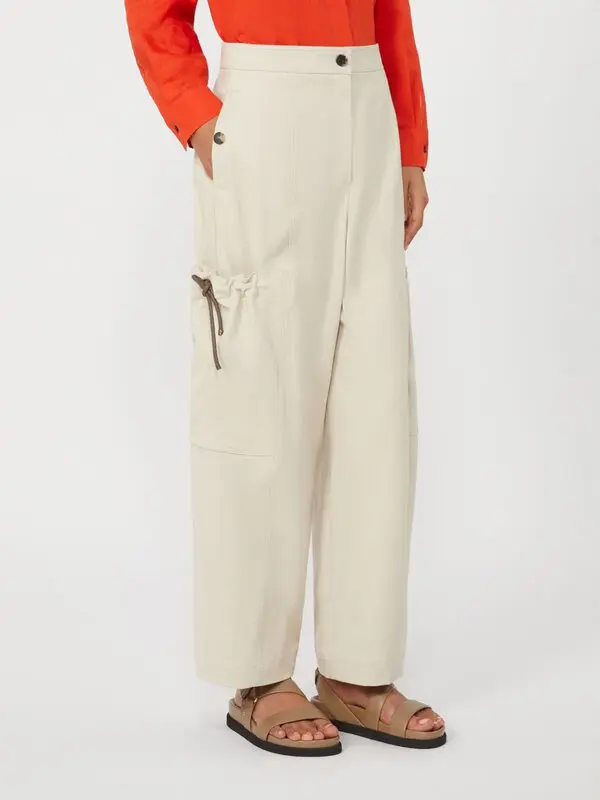 Max Mara Stretch Cotton Cargo Trousers - Beige