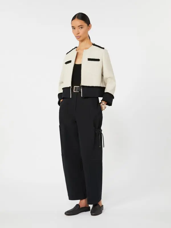 Max Mara Stretch Cotton Cargo Trousers - Black