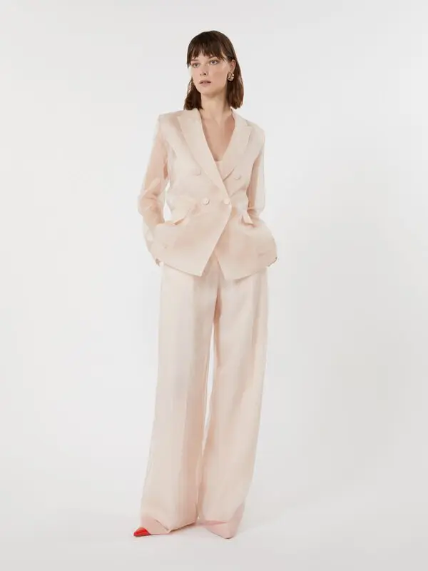 Max Mara Silk Organza Double-breasted Blazer - Powder