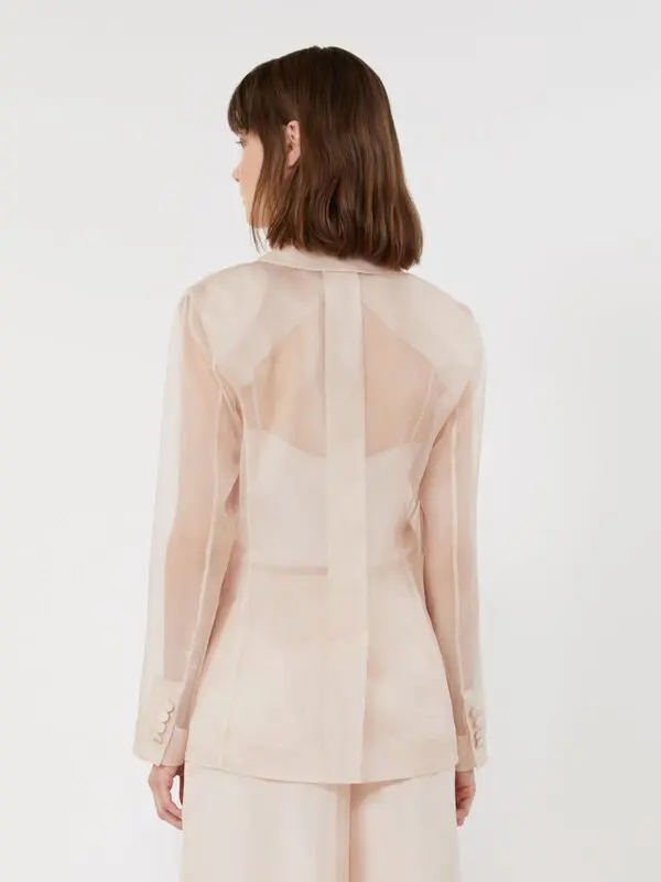 Max Mara Silk Organza Double-breasted Blazer - Powder
