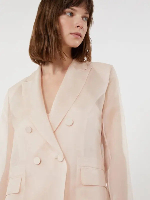 Max Mara Silk Organza Double-breasted Blazer - Powder