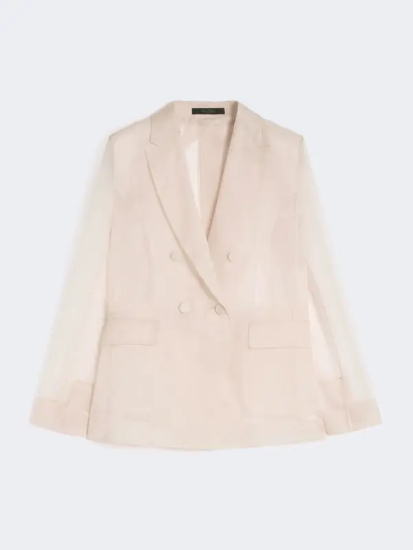 Max Mara Silk Organza Double-breasted Blazer - Powder