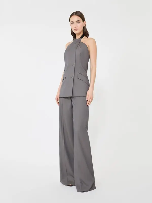 Max Mara Gabardine Wool Trousers - Medium Grey