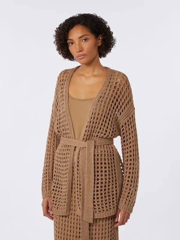 Max Mara Mesh Knit Cotton Cardigan - Desert