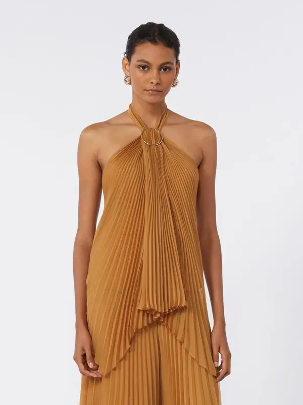 Max Mara Plissé-pleated Chiffon Top