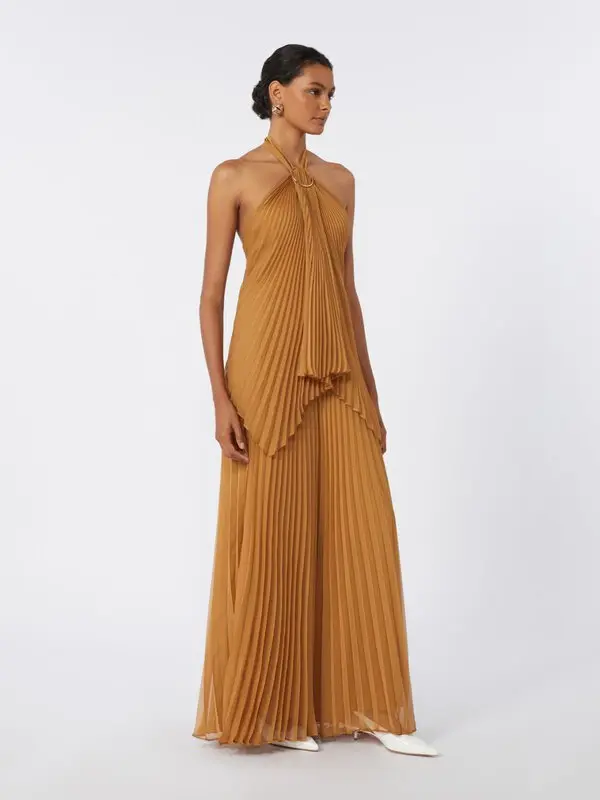 Max Mara Plissé-pleated Chiffon Top