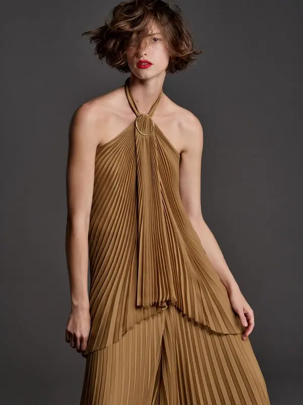 Max Mara Plissé-pleated Chiffon Top