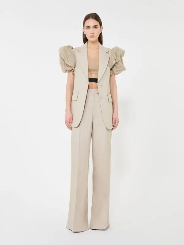 Max Mara Wide-leg Linen Trousers - Sand