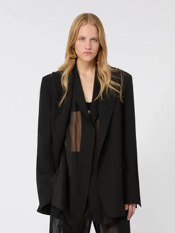 Max Mara Viscose-blend Blazer With Double Collar - Black