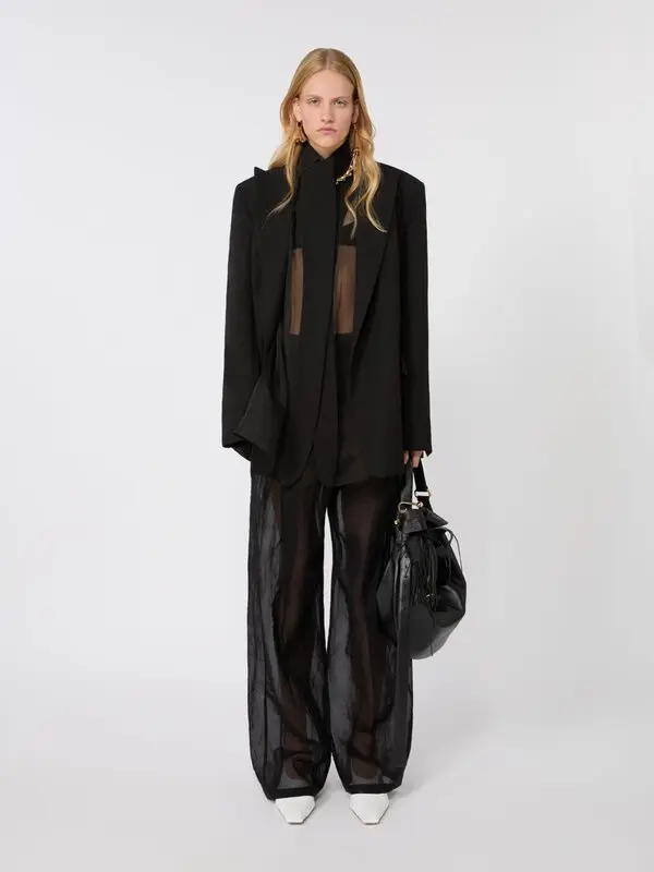 Max Mara Viscose-blend Blazer With Double Collar - Black