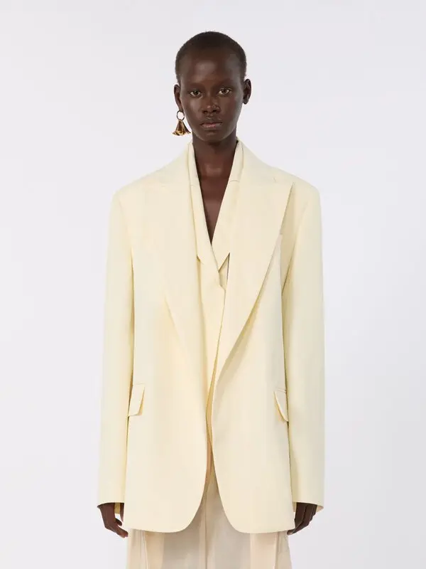 Max Mara Viscose-blend Double-collar Blazer - Light Yellow