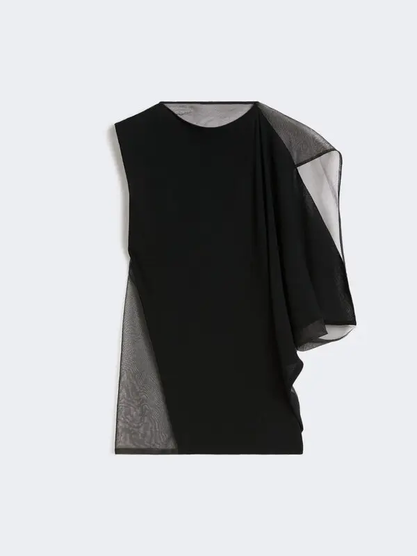 Max Mara Stretch Viscose Asymmetrical Top - Black
