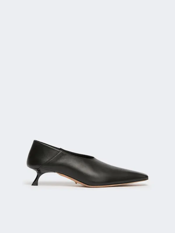 Max Mara Nappa Leather Pumps With Foldable Back - Black