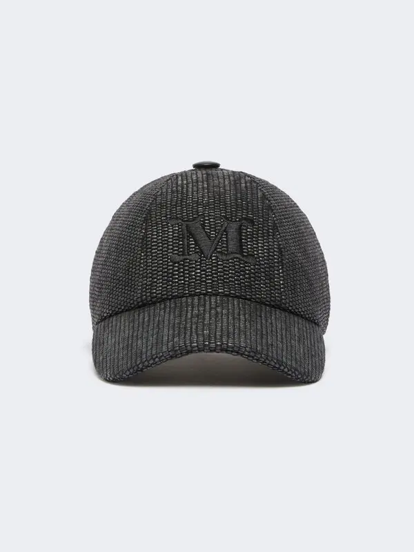 Max Mara Raffia-effect Basketweave Baseball Cap - Black