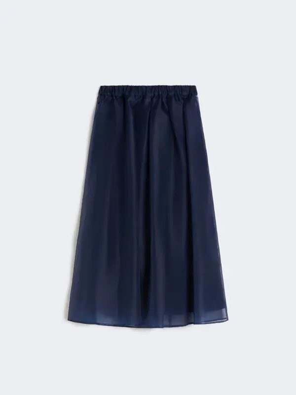 Max Mara Pleated Silk Organza Maxi Skirt - Navy
