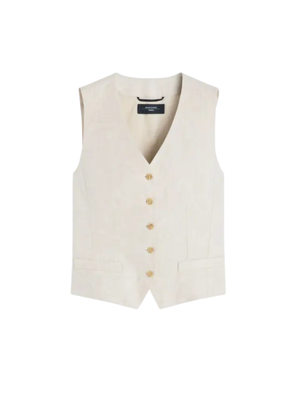 Max Mara Linen Canvas Waistcoat - Ecru