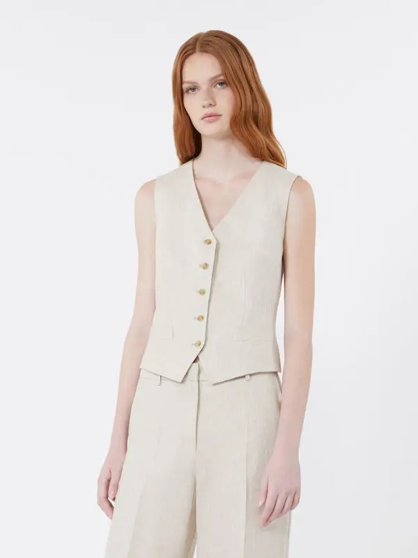 Max Mara Linen Canvas Waistcoat - Ecru