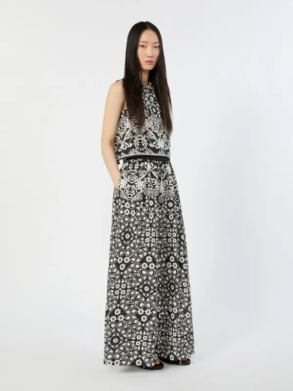 Max Mara Wide-leg Printed Cotton Trousers