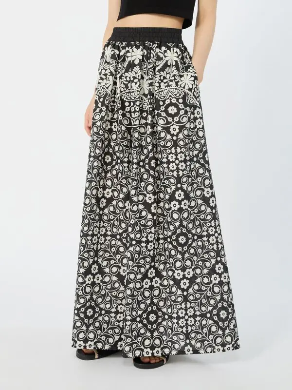 Max Mara Wide-leg Printed Cotton Trousers