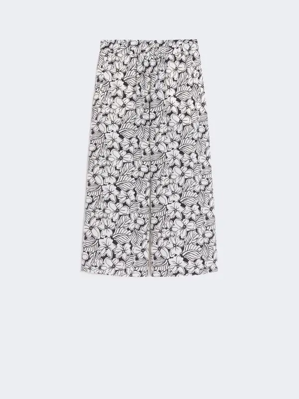 Max Mara Printed Crêpe De Chine Trousers - Black