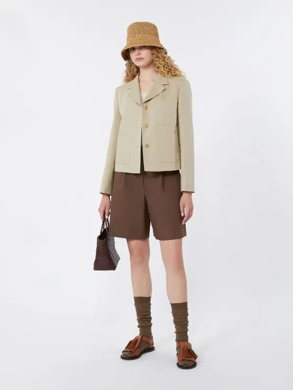 Max Mara Cotton And Linen Canvas Bermuda Shorts - Chocolate
