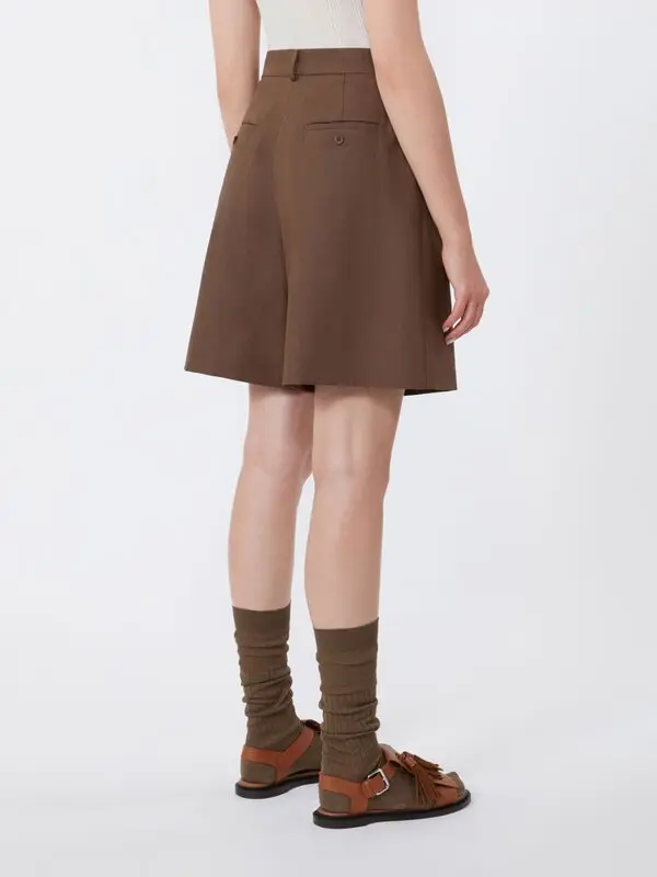 Max Mara Cotton And Linen Canvas Bermuda Shorts - Chocolate