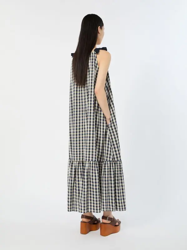 Max Mara Vichy Ramie And Cotton Maxi Dress