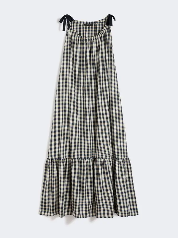 Max Mara Vichy Ramie And Cotton Maxi Dress