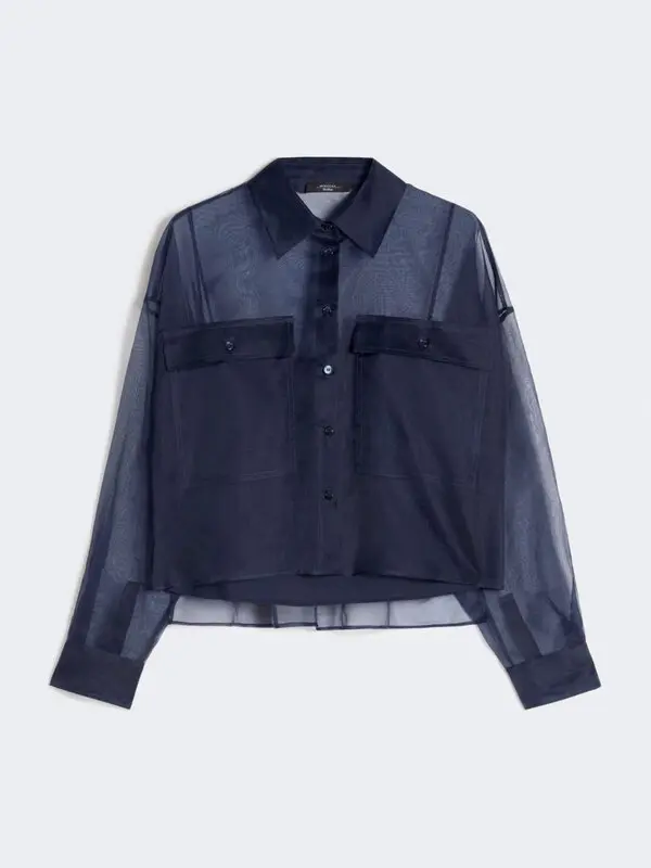 Max Mara Silk Organza Shirt With Slip - Navy