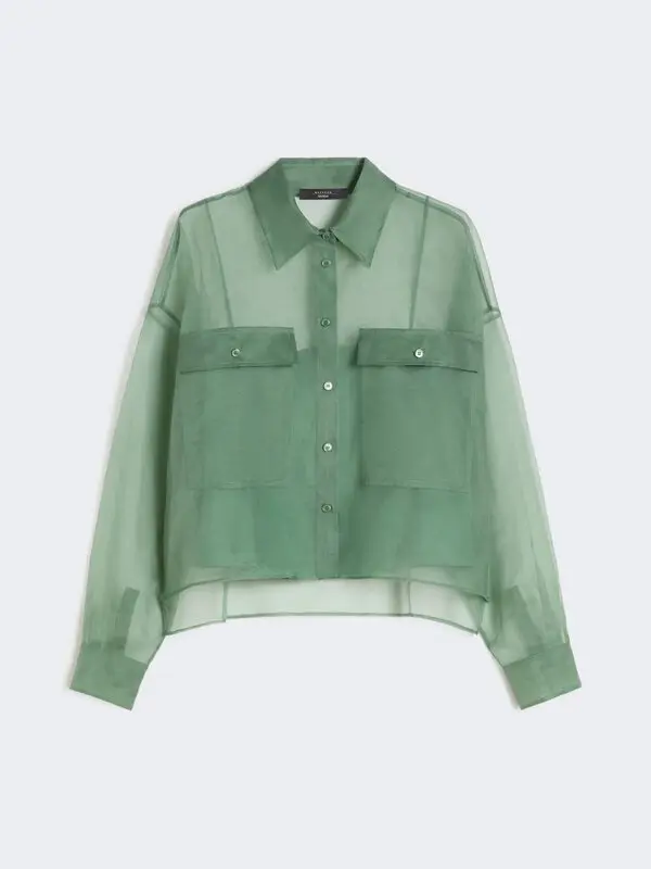 Max Mara Silk Organza Shirt With Slip Top - Green